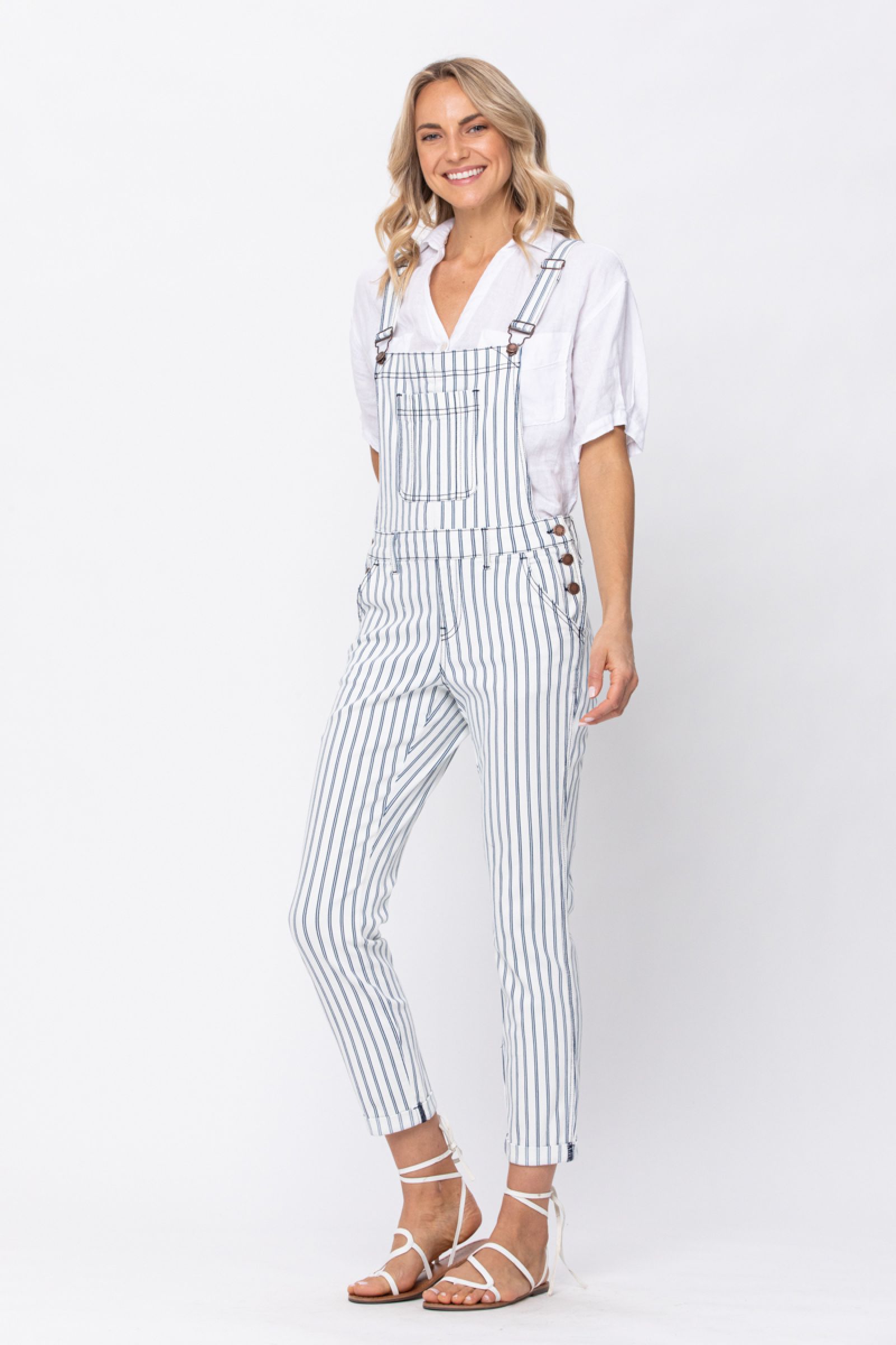 JB Boyfriend Fit Navy Striped Overalls – Haute Stuff Boutique
